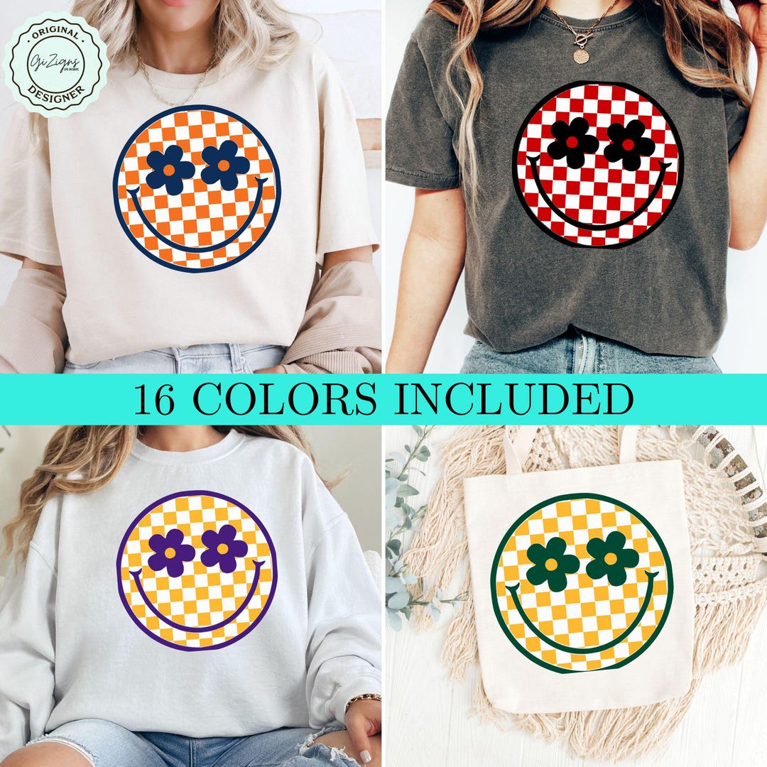 Trendy Smiling Happy Face Checkered School Color PNG Clipart, Varsity ...