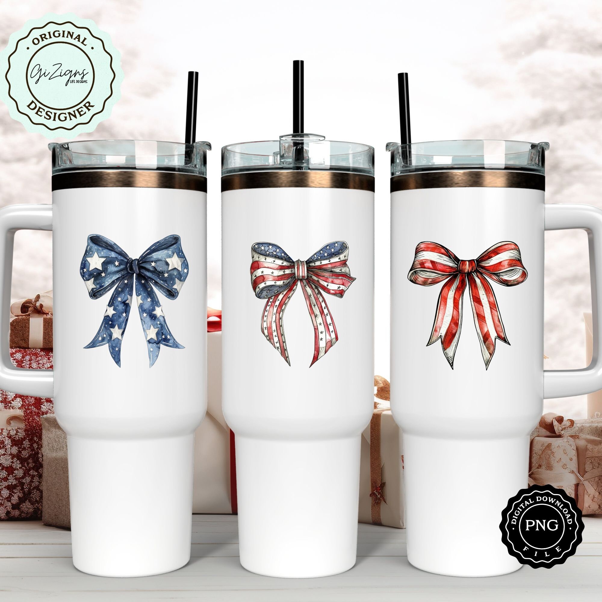 Coquette Bow PNG July 4 Patriotic Red White and Blue Bow Clipart Bundle ...