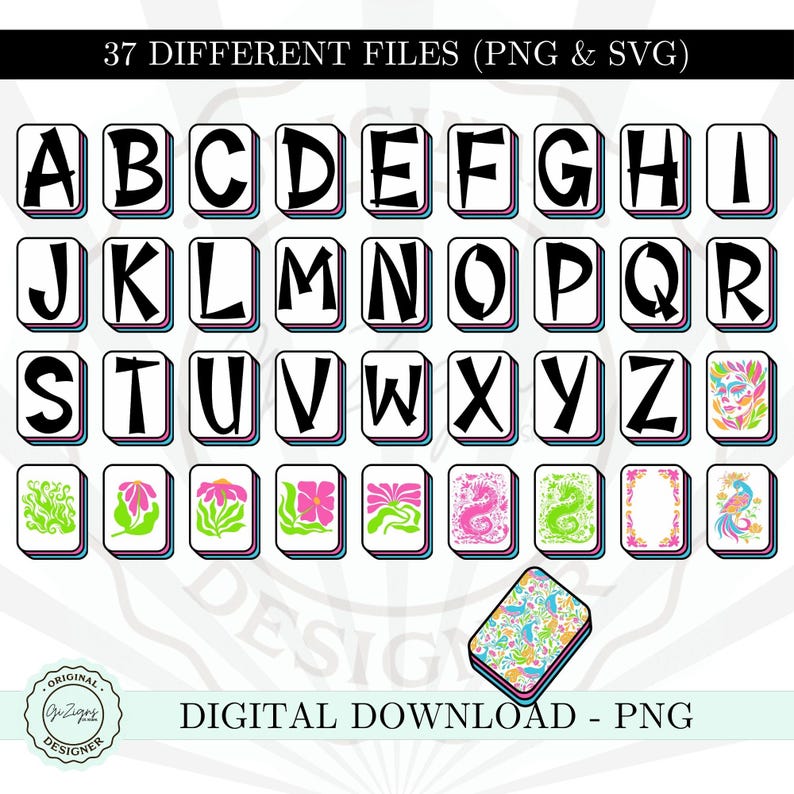 Mahjong Tile Letters PNG | Mahjong Alphabet | Chinese-inspired Letter ...