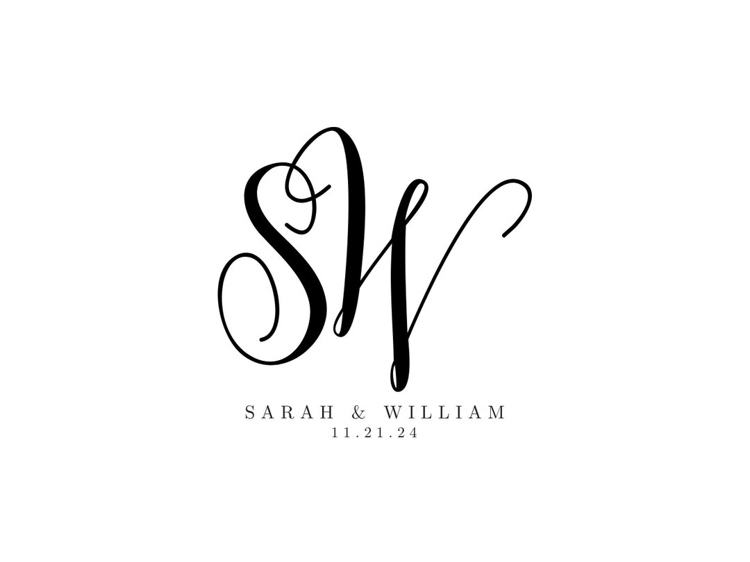 Elegant Wedding Logo, Modern Wedding Monogram, Initials Logo, Custom ...