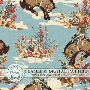 Vintage Blue Country Western Cowboy Pattern Digital Paper Country Wild ...