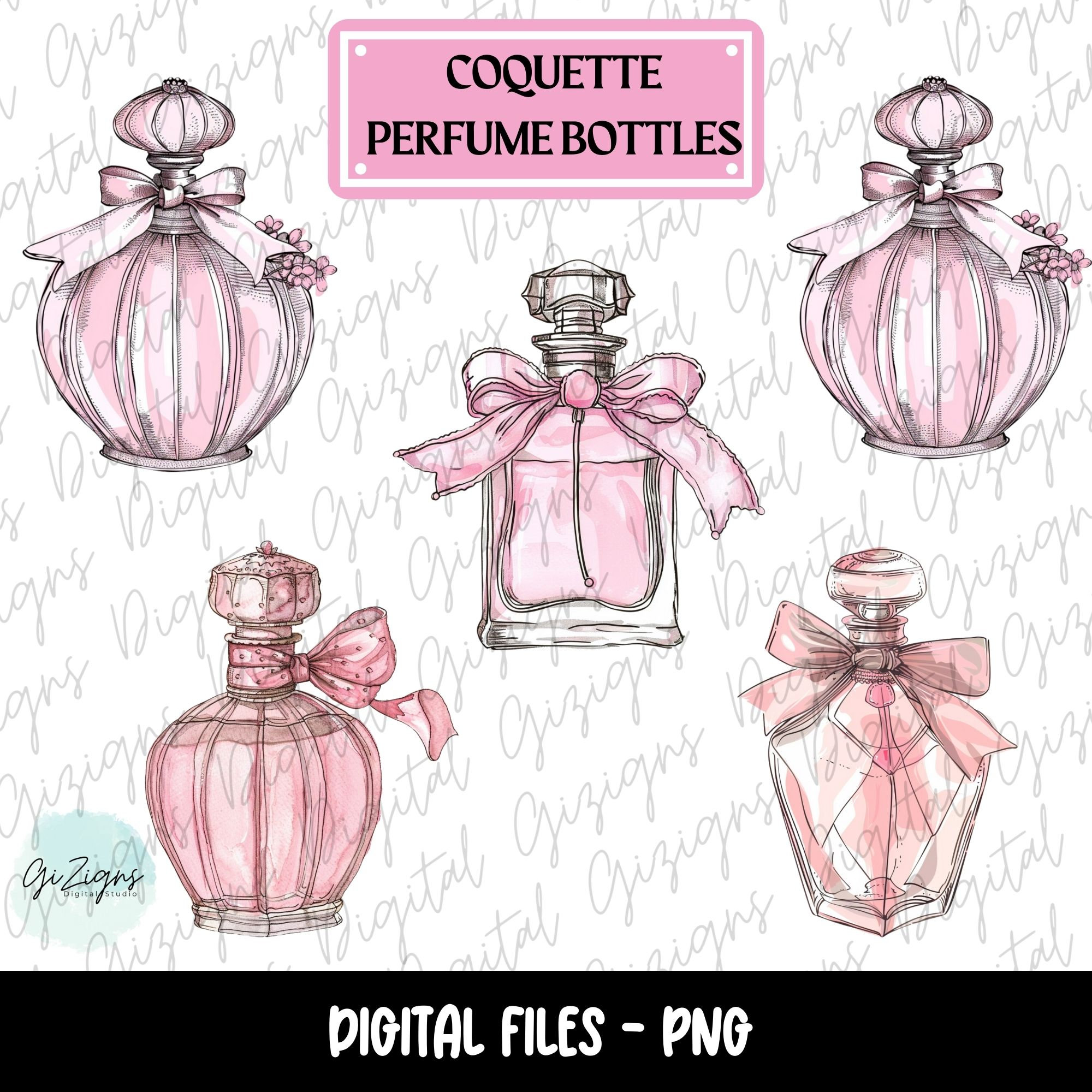 Pink Watercolor Perfume Bottle PNG Clipart Bundle, Girly Clip Art ...