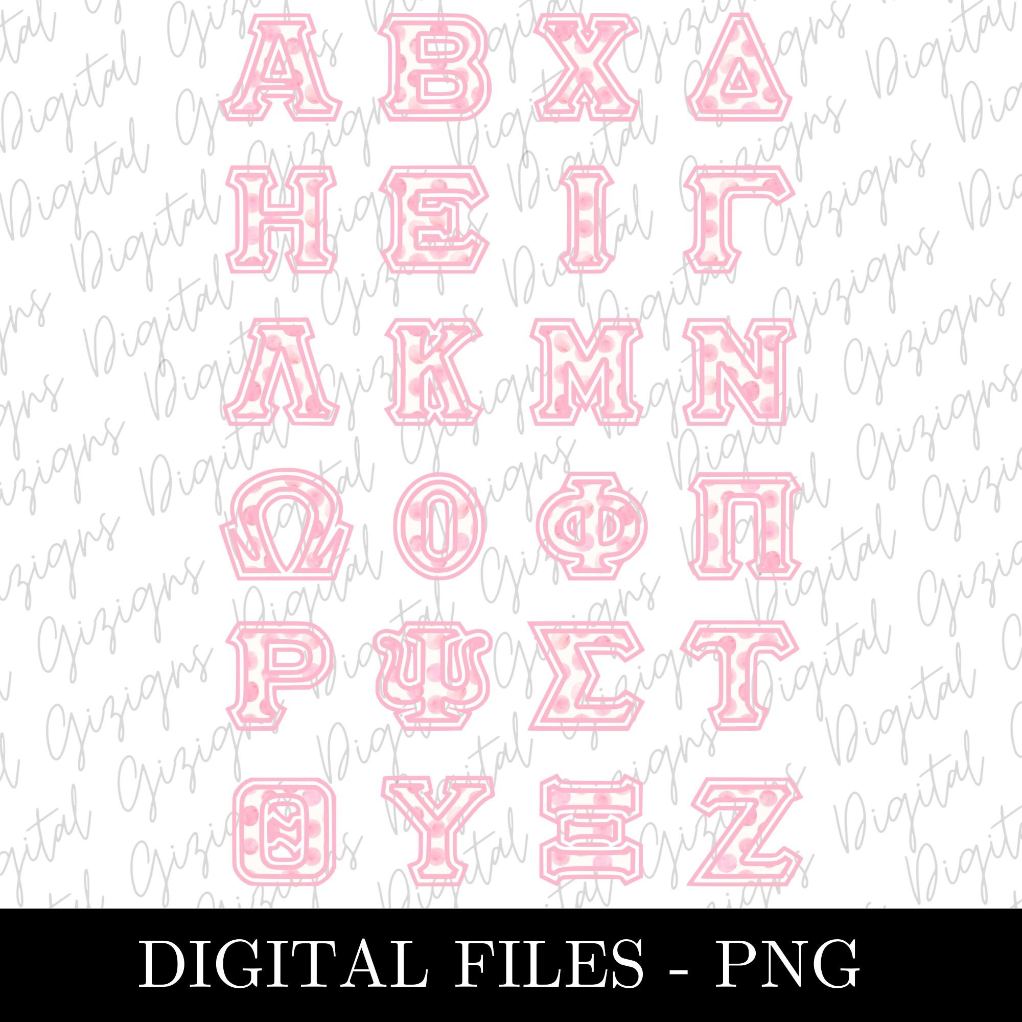 Polka Dot Pink Greek Letters PNG, Greek Alphabet Letters, Cute Greek ...
