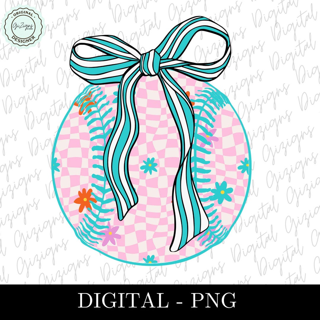 Trendy Coquette Bow Baseball PNG, Groovy Girlie Sports Clipart, Ribbon ...