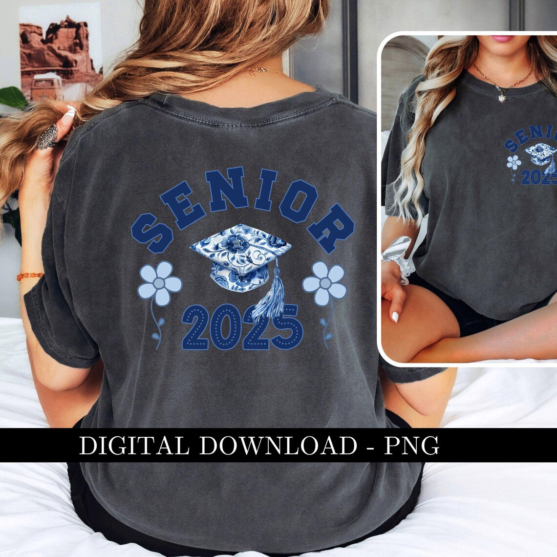 Delft Blue Senior 2025 PNG Clipart, Blue Willow Cap Class of 2025 PNG ...