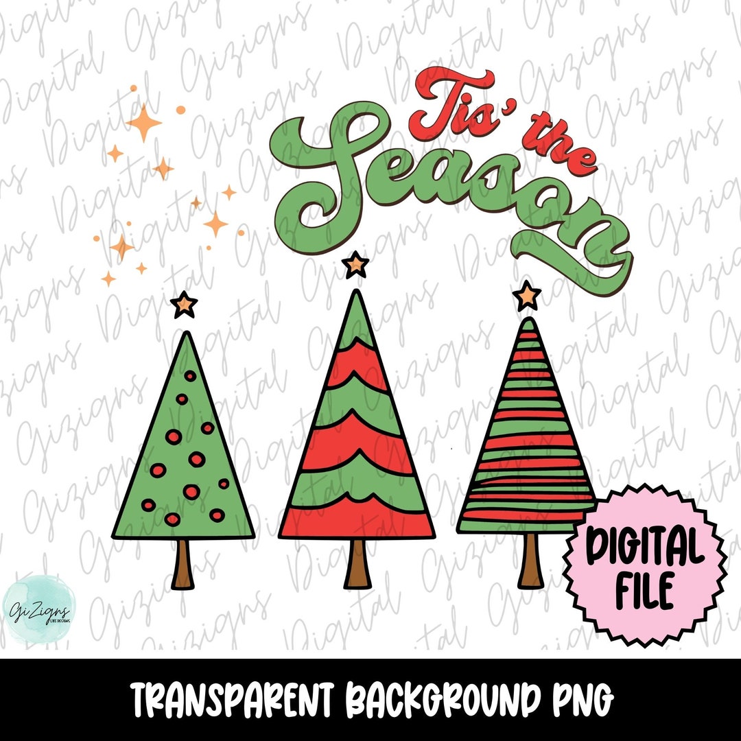 Christmas Tree Clipart Tis the Season PNG Christmas Clip - Etsy