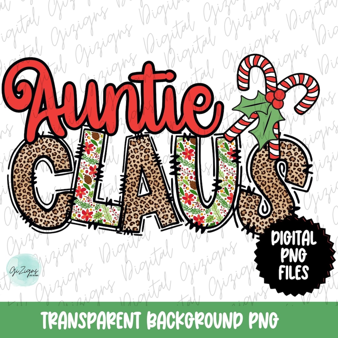 Auntie Claus Red Leopard Christmas Sublimation PNG Digital Download ...