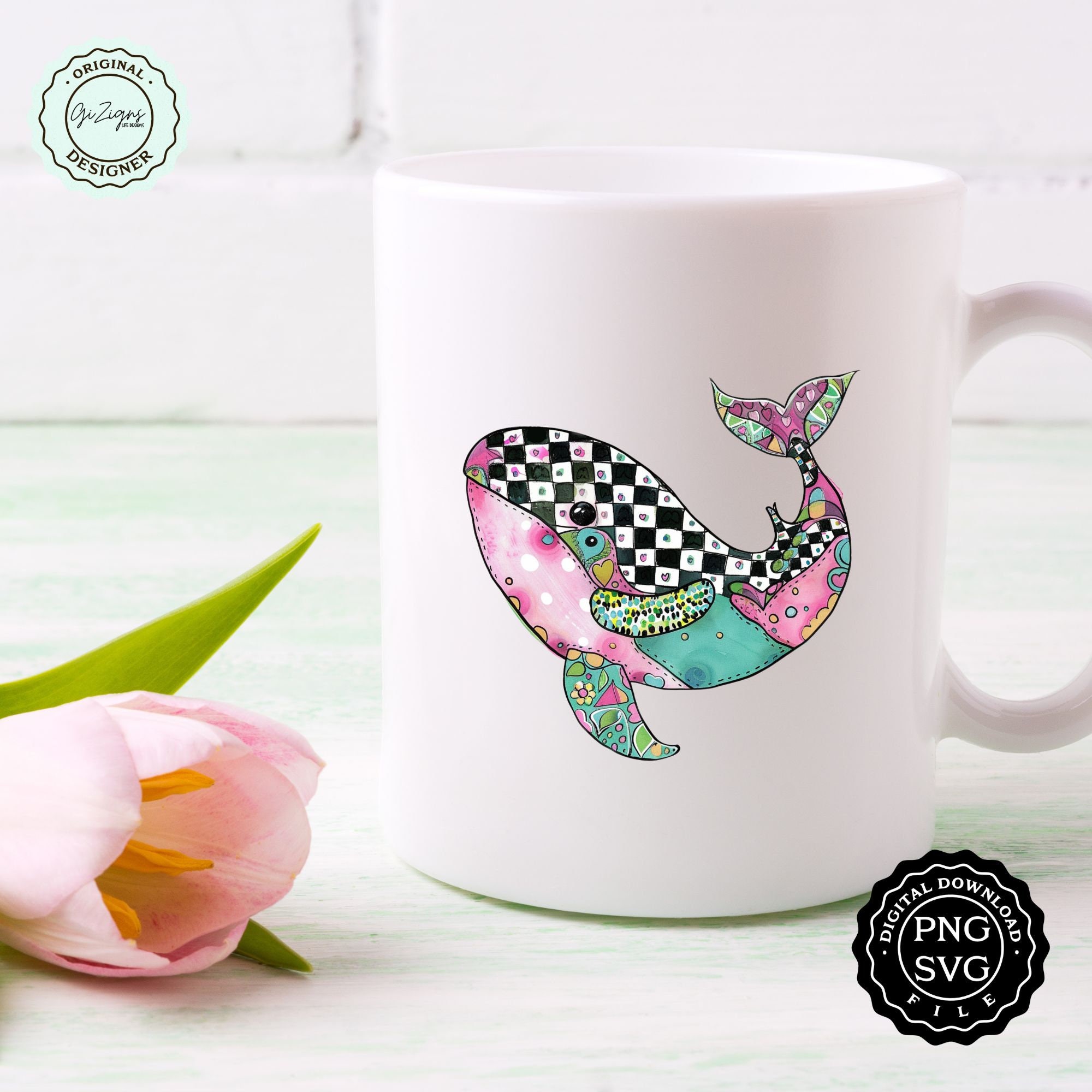 Cute Whimsical Whale PNG Clipart Bundle Sublimination Design, Digital ...