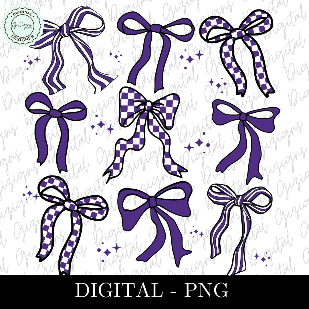 White and Purple Checkered Bow Coquette PNG Clipart Collage, Purple ...