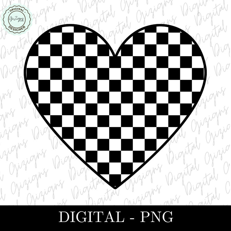 Retro Checkered Heart PNG Clipart, Checkerboard Heart Sublimination ...