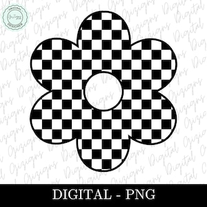 Retro Checkered Flower PNG Clipart, Checkerboard Flower Sublimination ...