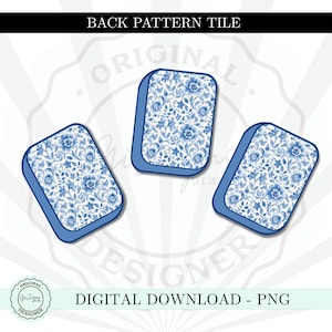 Blue Toile Mahjong Tile Set PNG Clipart, Chinoiserie Mahjong Digital ...