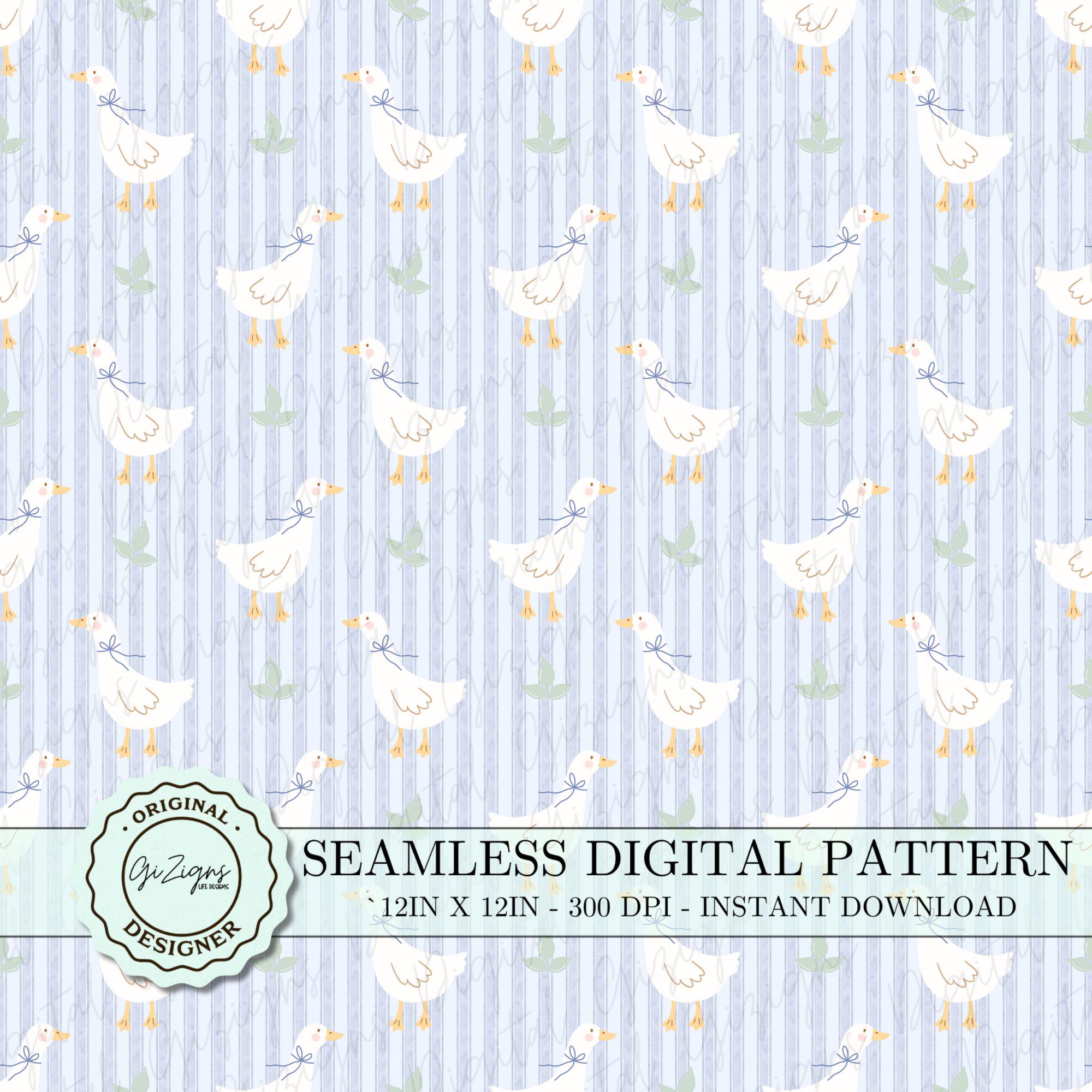 Goose Seamless Pattern PNG SVG, Cute Goose Patten, Blue Silly Goose ...