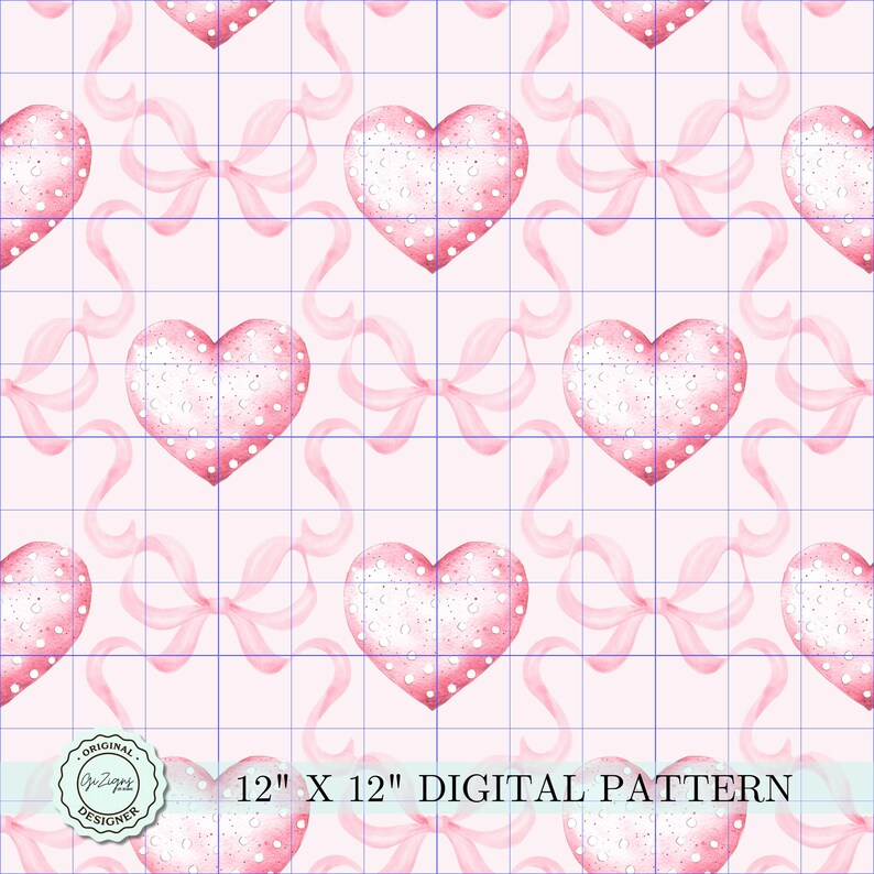 Valentines Day Seamless Pattern PNG Love Pink Heart PNG Pink Bow ...