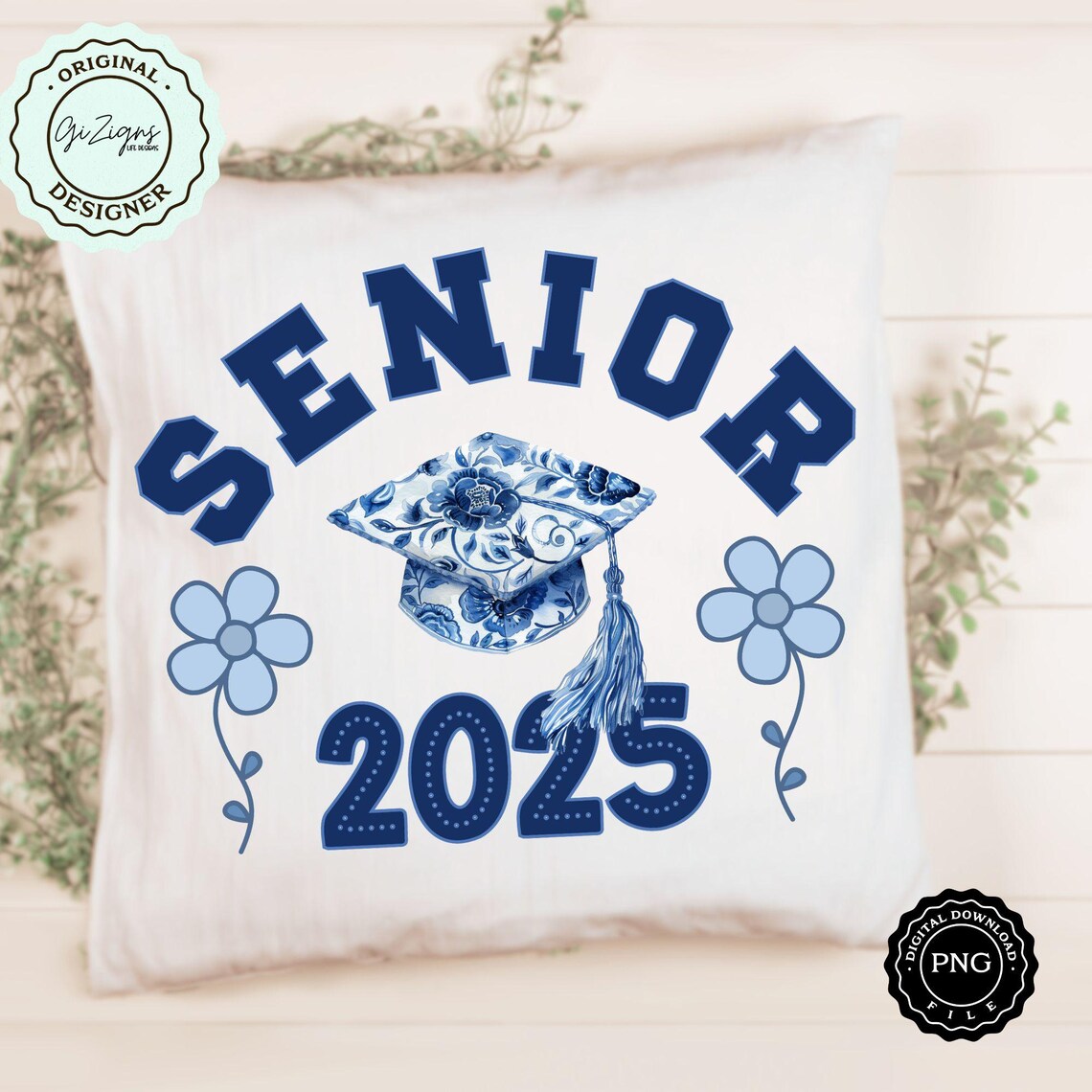 Delft Blue Senior 2025 PNG Clipart, Blue Willow Cap Class of 2025 PNG ...