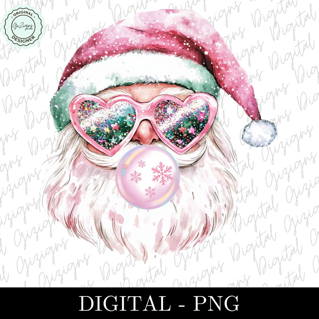 Trendy Pink Vintage Santa PNG Clipart, Santa Blowing Bubble Coquette ...