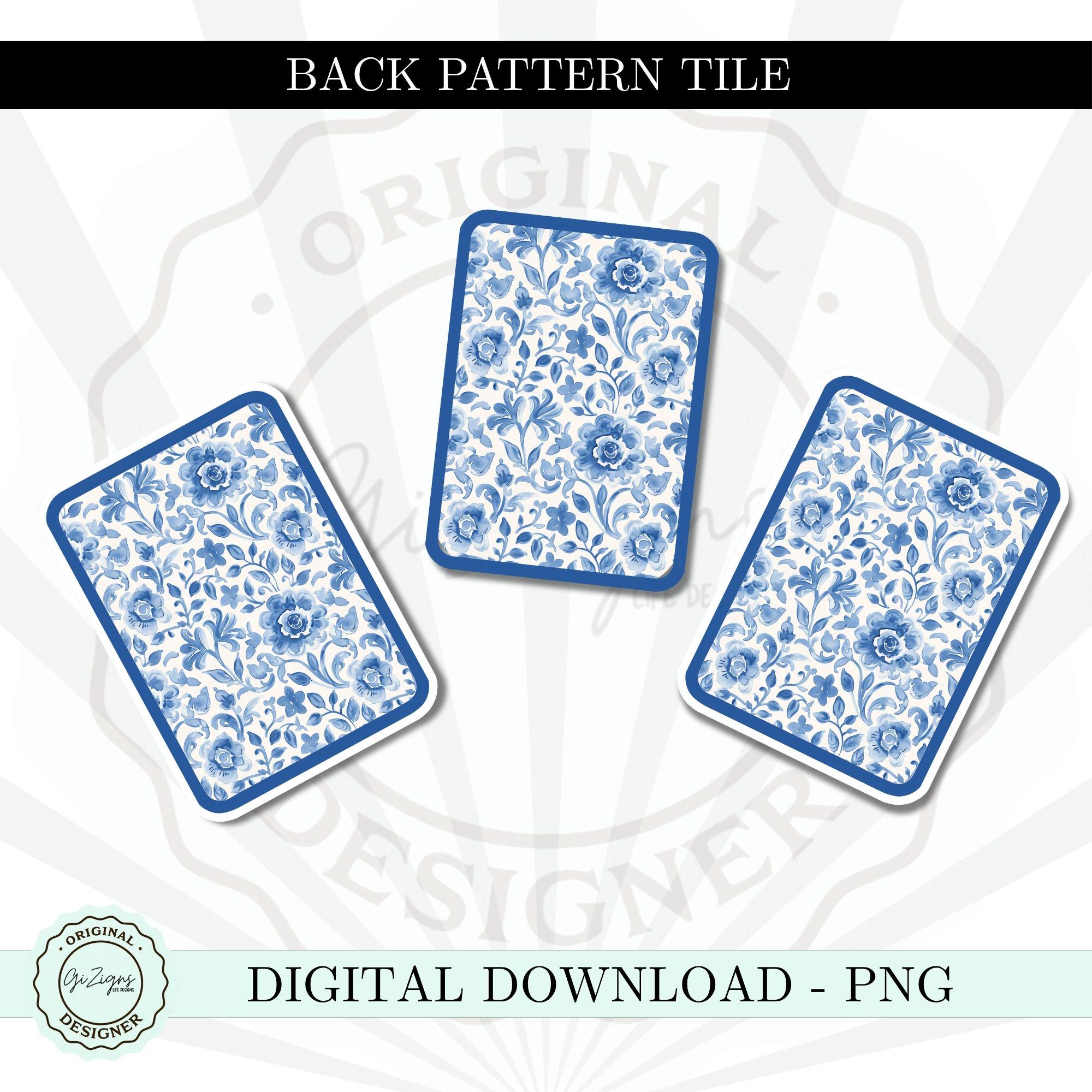 Mahjong Printable PNG, Blue Toile Chinoiserie Mahjong Tile Clipart ...