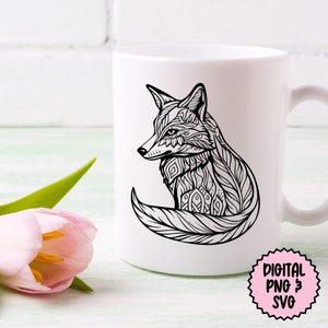 Zentangle Coyote SVG, Cricut Vector Mandala PNG Clipart Coloring Page ...
