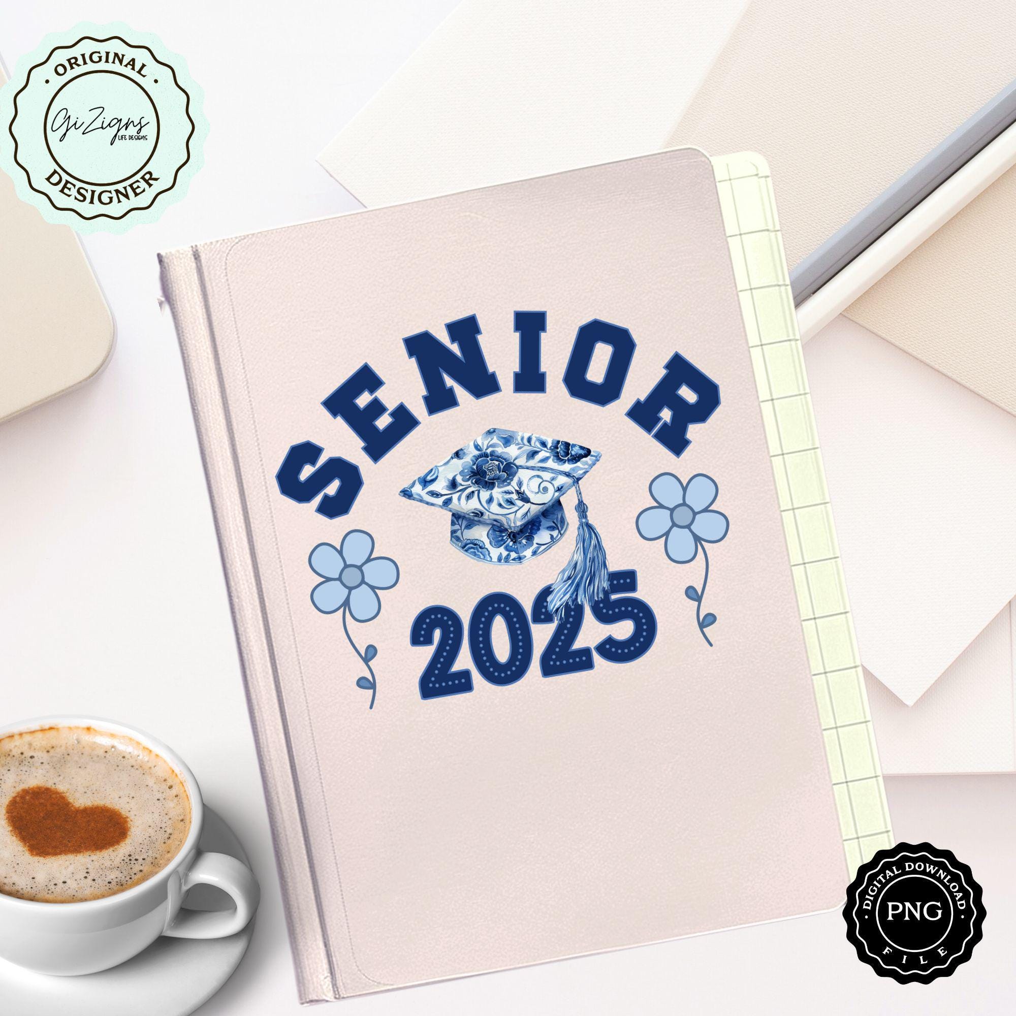 Delft Blue Senior 2025 PNG Clipart, Blue Willow Cap Class of 2025 PNG ...