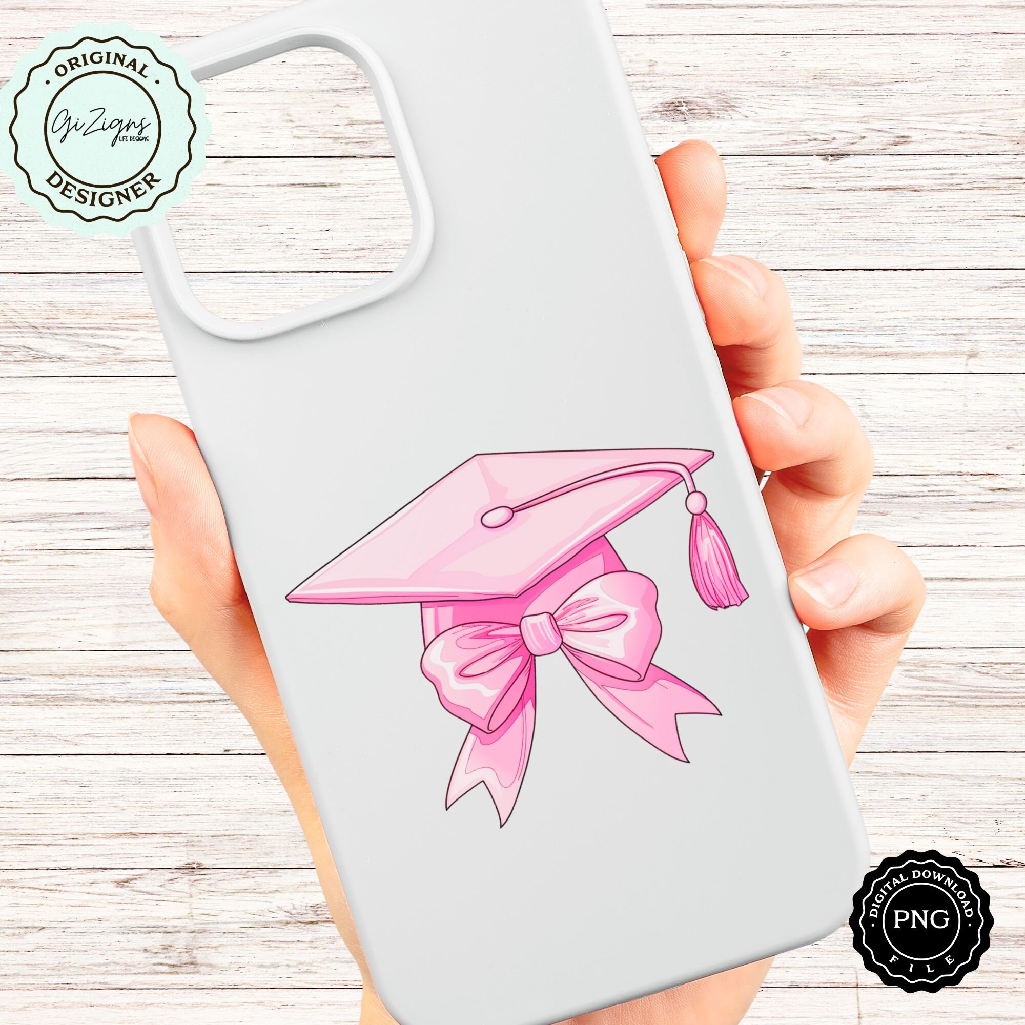Trendy Pink Bow Graduation Coquette PNG Clipart, Graduation Cap ...