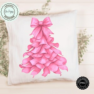 Pink Coquette Christmas Tres PNG, Pink Bow Christmas Tree PNG, Pink ...