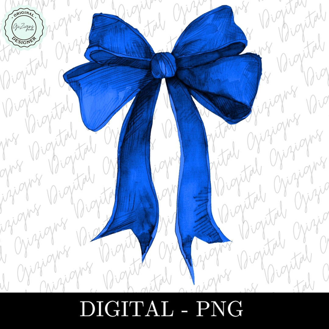 Trendy Royal Blue Coquette Bow PNG Clipart, Royal Blue Bow, Watercolor Bow, Preppy Girly ...