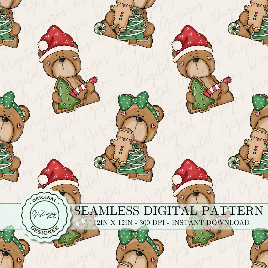 Christmas Teddy Bear Pattern Png , Cute Teddy Bear Christmas Pattern ...