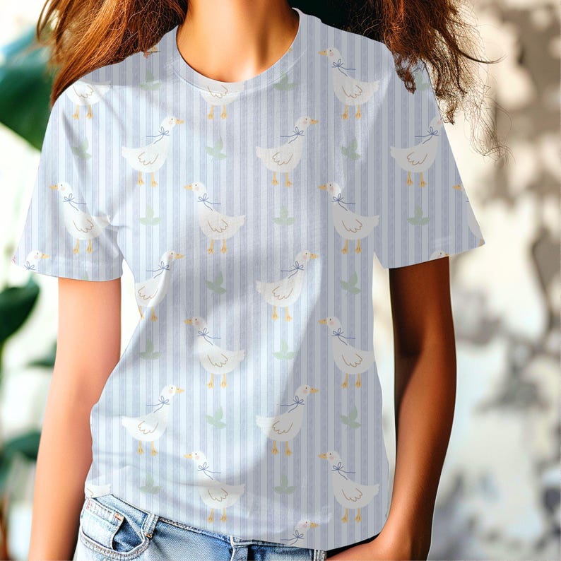Goose Seamless Pattern PNG SVG, Cute Goose Patten, Blue Silly Goose ...