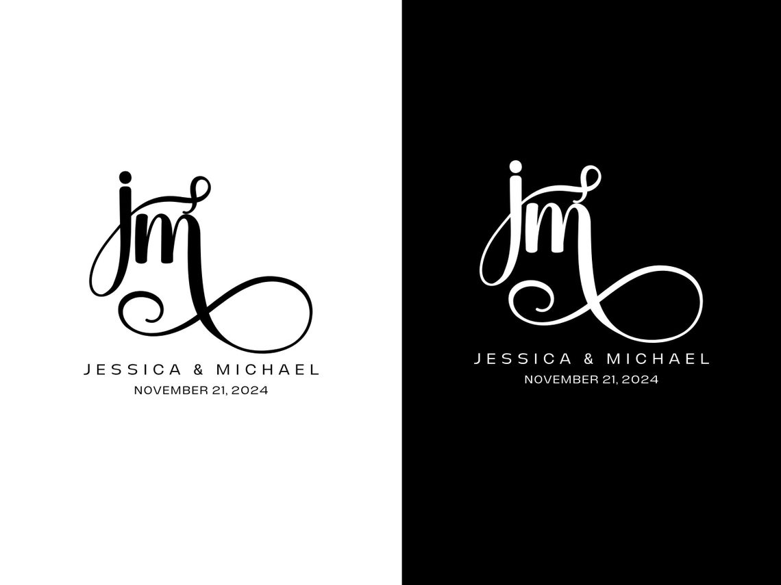 Modern Wedding Logo, Classic Wedding Monogram, Initials Logo, Custom ...