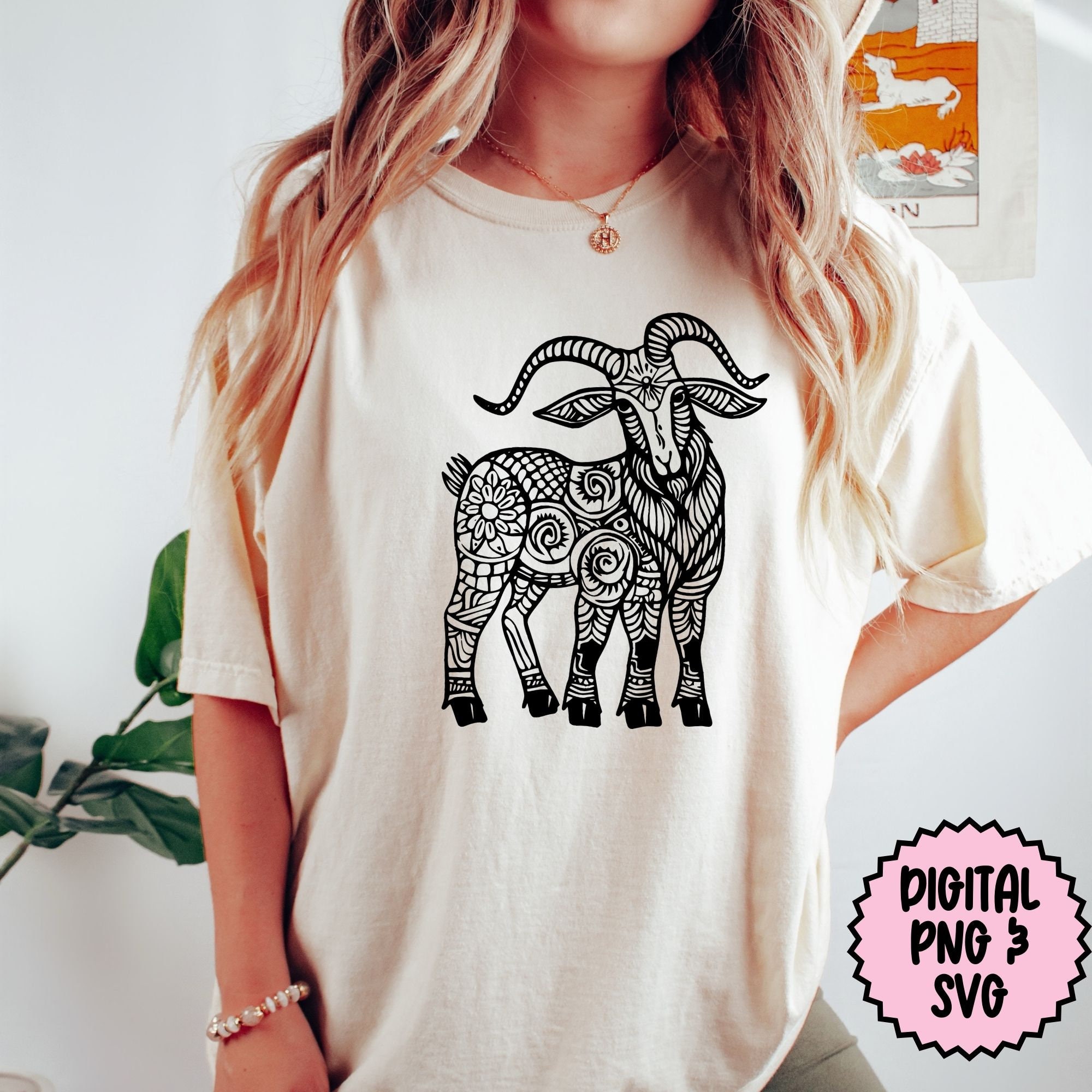Zentangle Goat SVG, Cricut Vector Mandala PNG Clipart Coloring Page ...