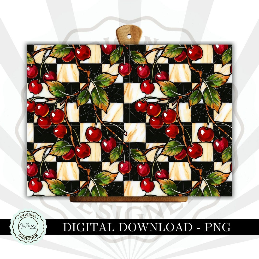Cherry Glass Cutting Board PNG, Stained Glass Effect Checker ...