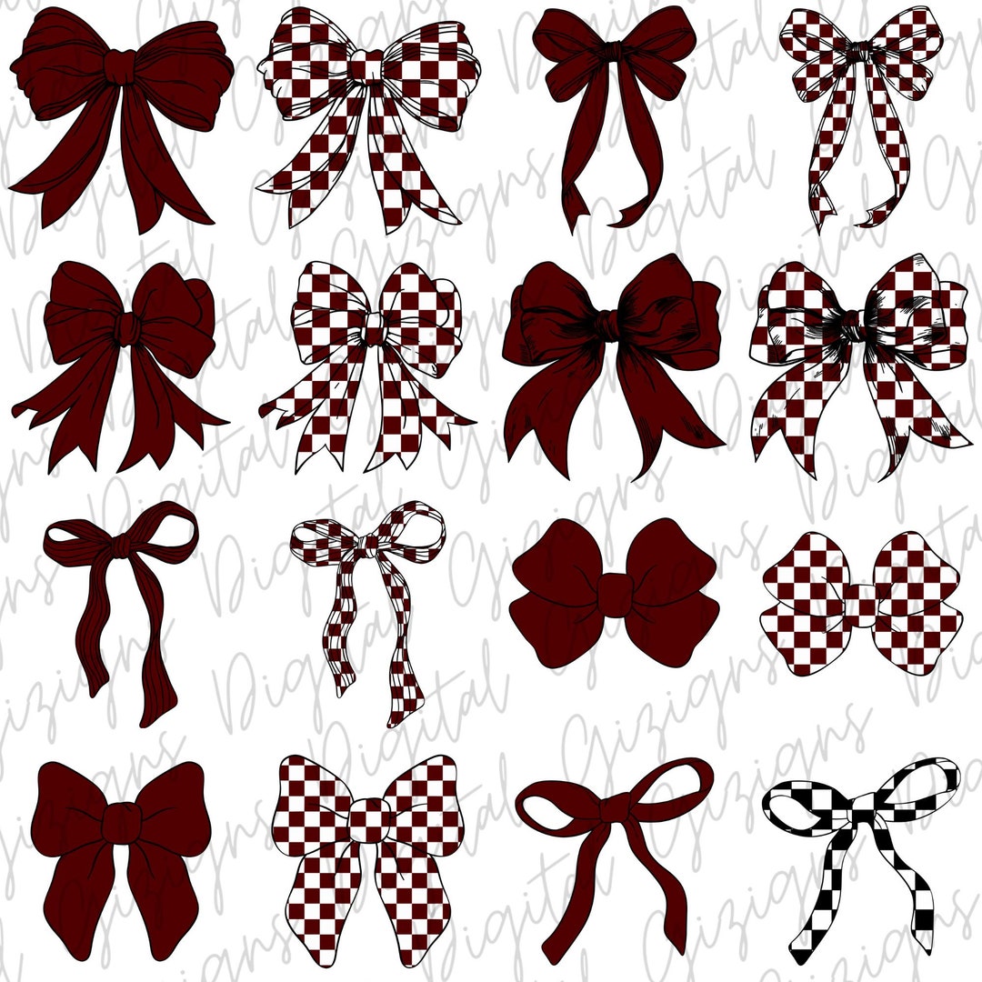 Maroon Checkered Bow Y2K Dark Coquette PNG Clipart Maroon Bows Checker ...