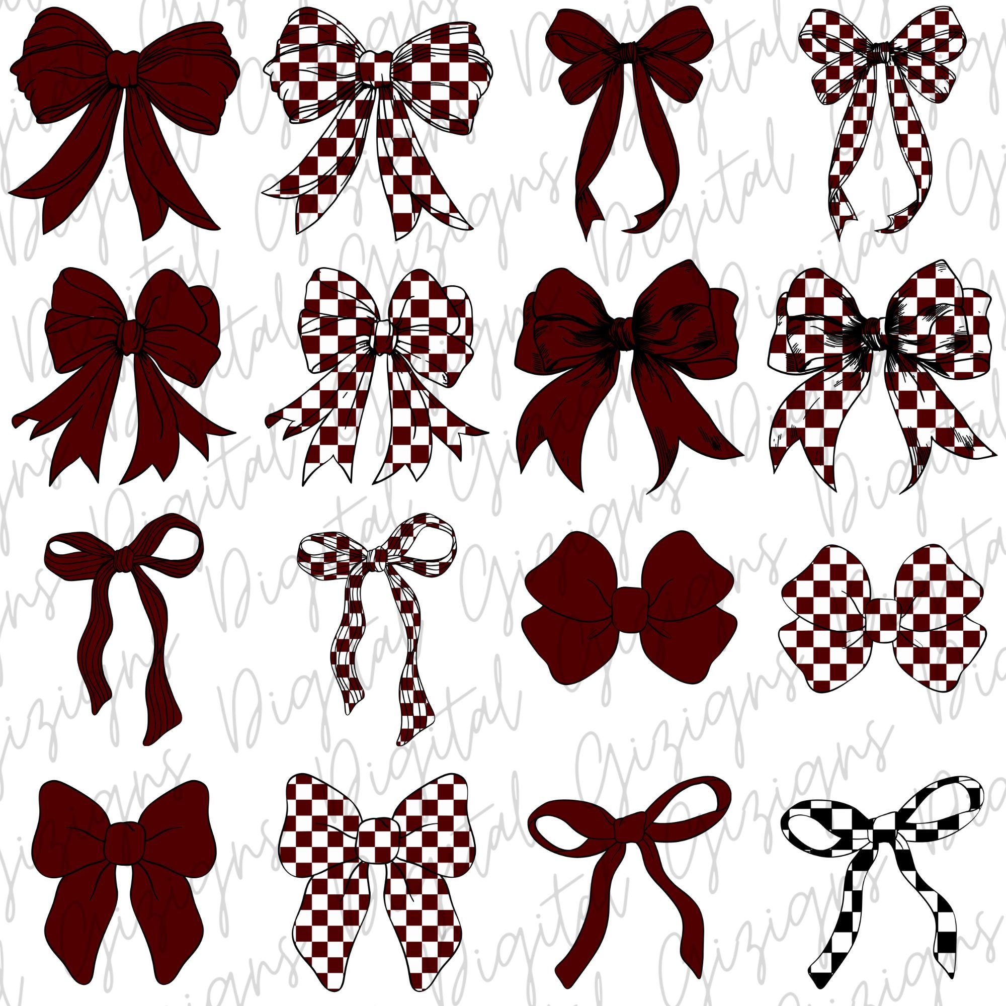 Maroon Checkered Bow Y2K Dark Coquette PNG Clipart Maroon Bows Checker ...