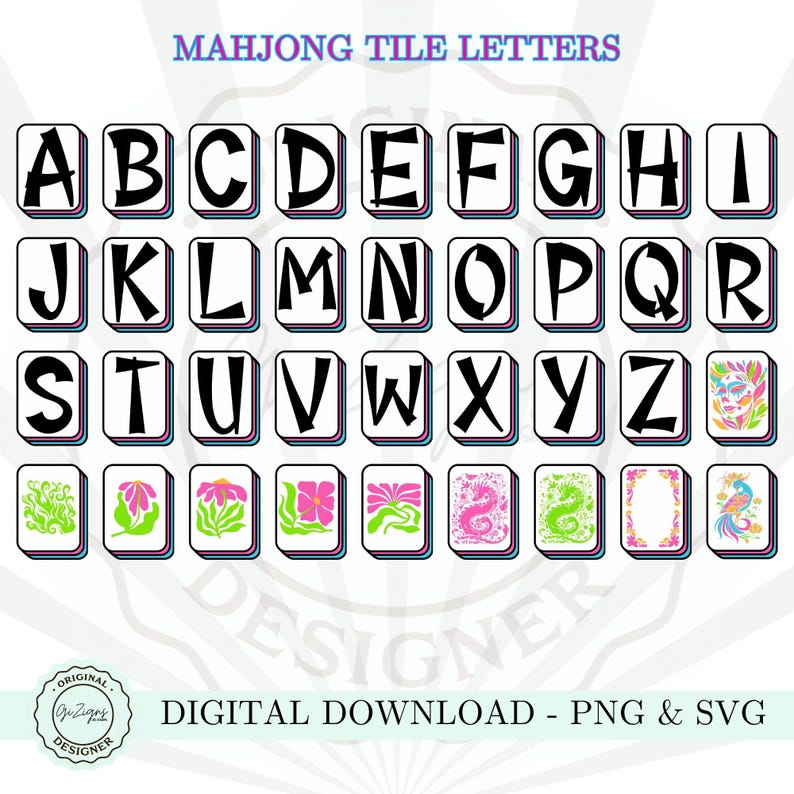 Mahjong Tile Letters PNG | Mahjong Alphabet | Chinese-inspired Letter ...