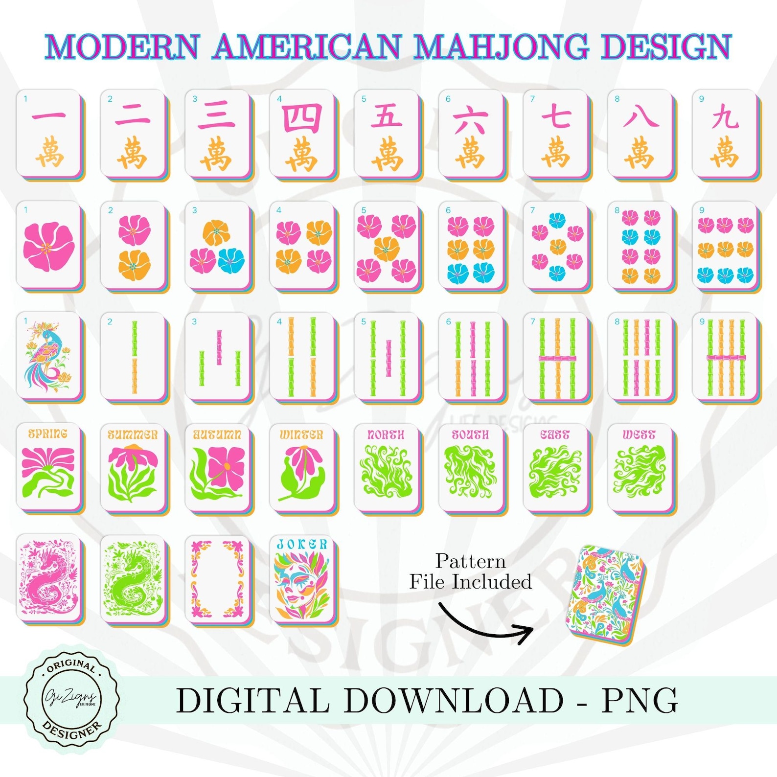 Trendy Mahjong Tile Set PNG Clipart, Pink Blue Mahjong Printable ...