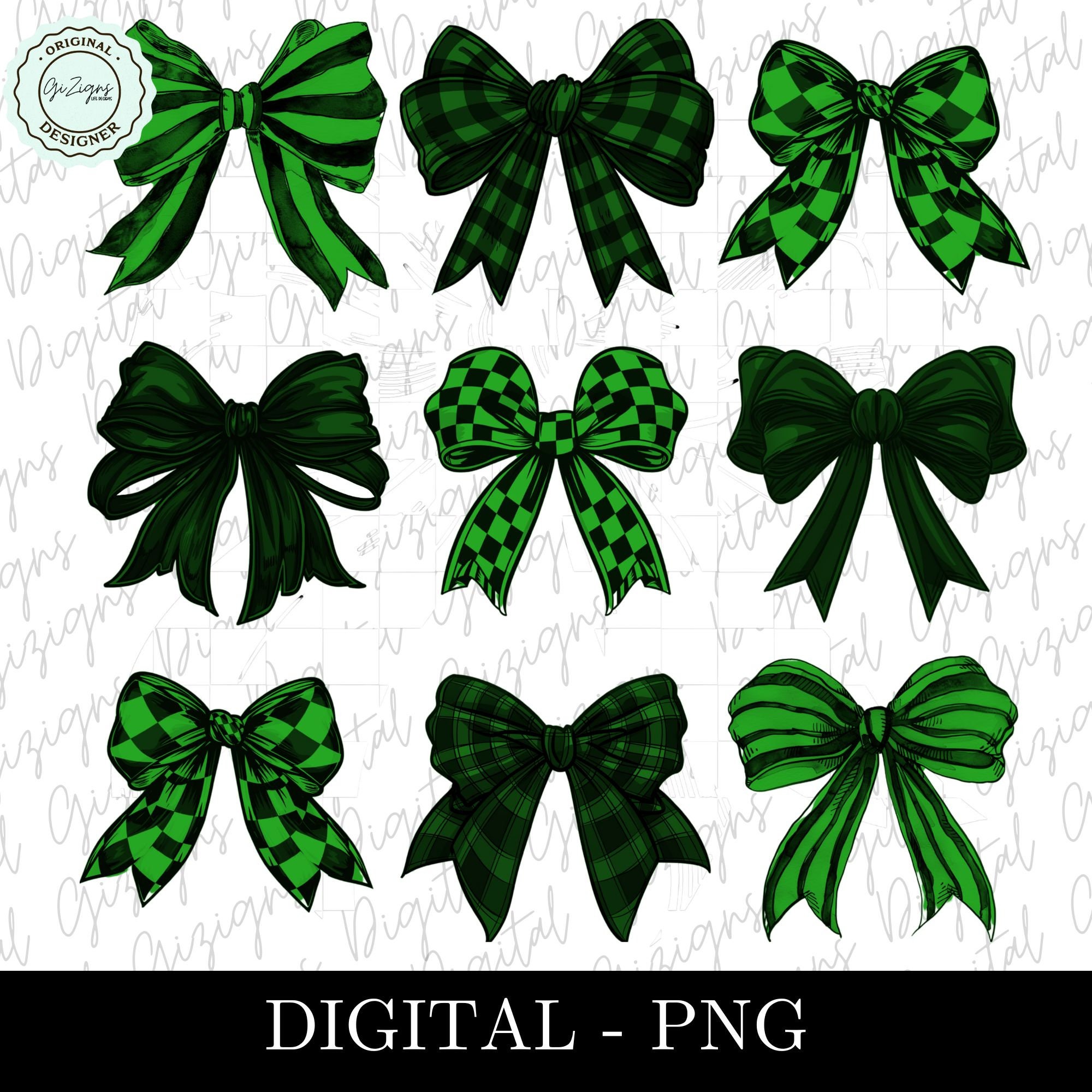 Green Checkered Bow Dark Coquette PNG Clipart Collage, Preppy ...
