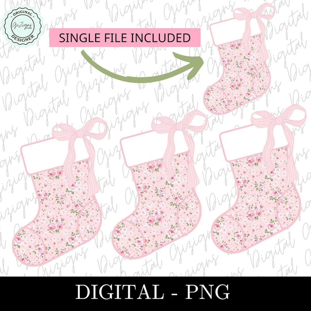 Pink Vintage Stocking PNG Clipart, Coquette Christmas Pink Stocking POD ...