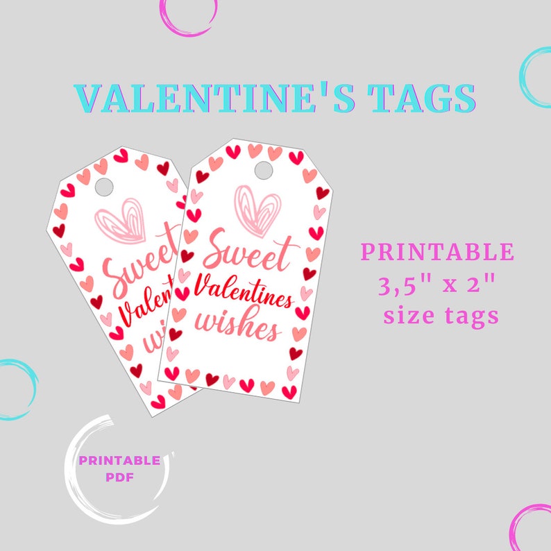 Sweet Valentine Wishes, Printable Valentine's Tag, Valentine Gift Tag ...
