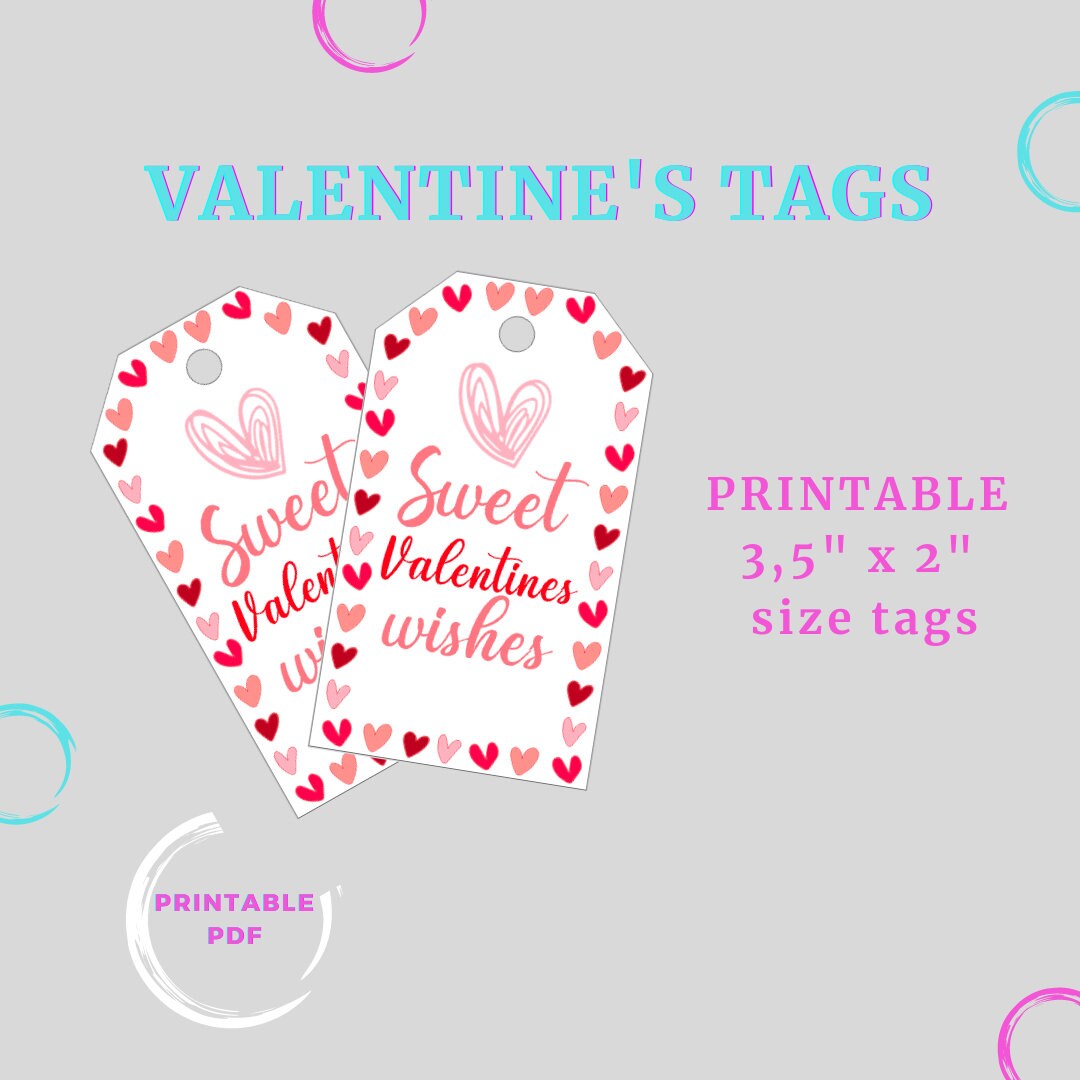 Sweet Valentine Wishes, Printable Valentine's Tag, Valentine Gift Tag ...