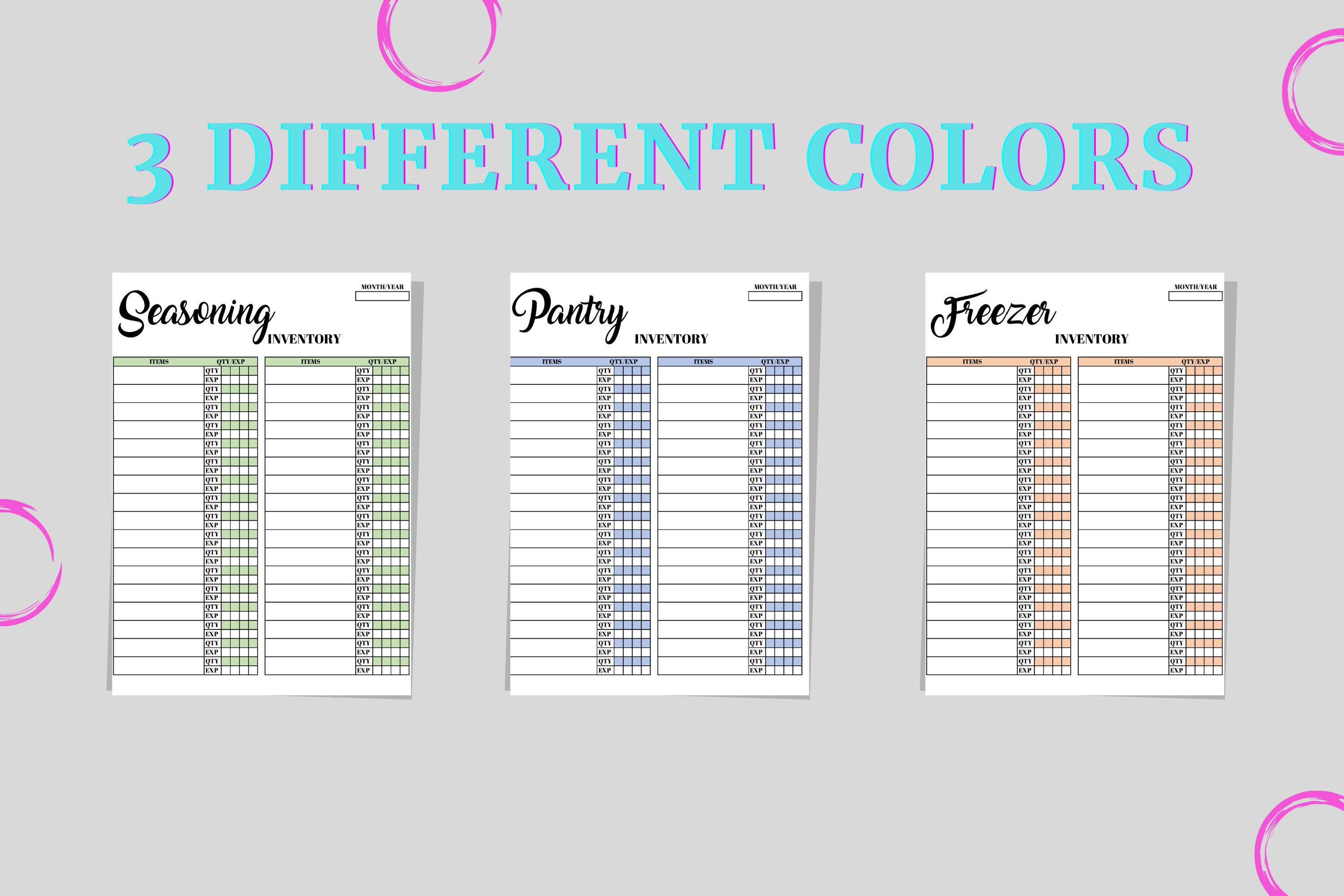 Kitchen Inventory, Printable Kitchen Inventory, Kitchen List for ...