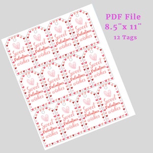 Sweet Valentine Wishes, Printable Valentine's Tag, Valentine Gift Tag ...