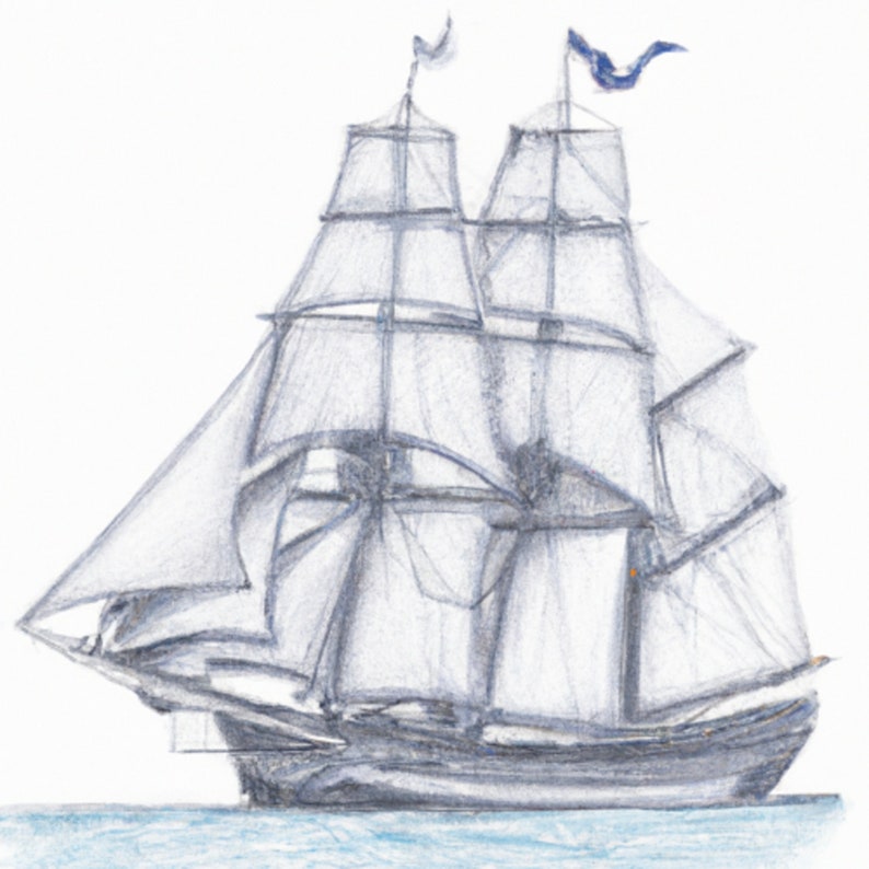 Pencil Drawing Old Sail Ship A - Etsy