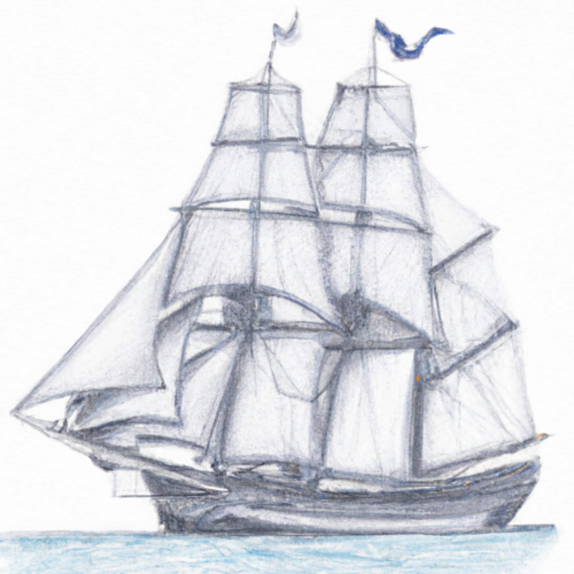 Pencil Drawing Old Sail Ship A - Etsy