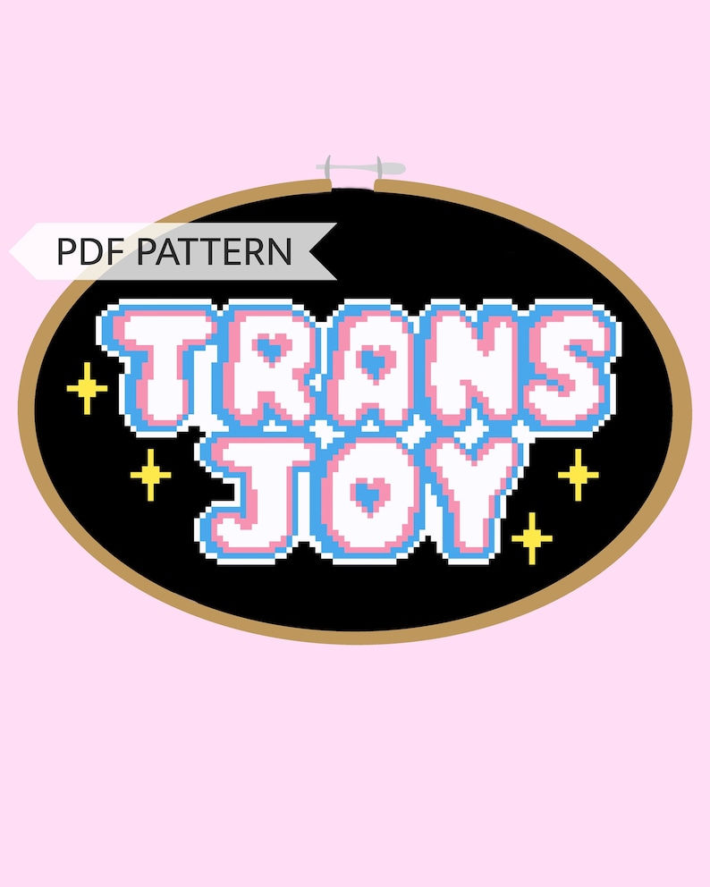 Trans Joy Cute LGBTQ Pride Cross Stitch Pattern PDF - Etsy Australia