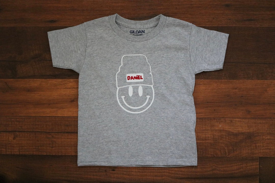 Smiley With Beanie and Name T-shirt, Toddler T-shirt, Personalized ...
