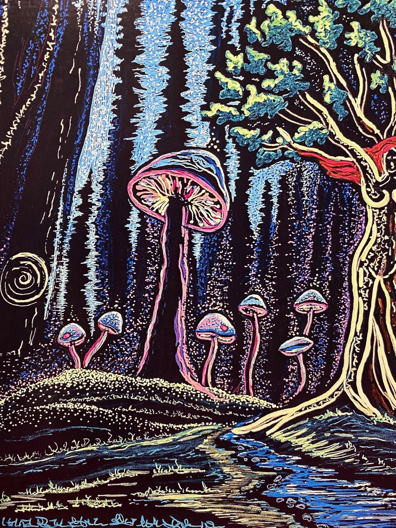 Mushroom Magic Drawing Light Language Art Signed Print 11 X 14 Light Codes Activation ...