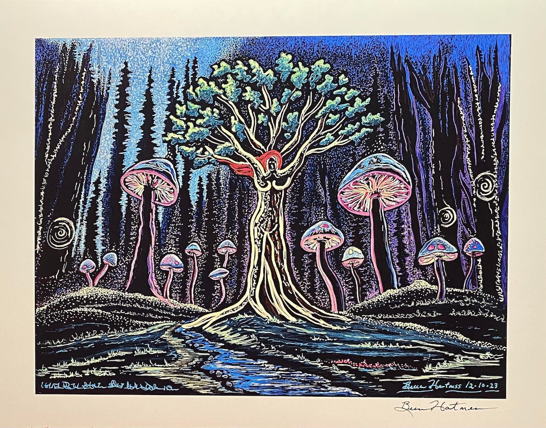 Mushroom Magic Drawing Light Language Art Signed Print 11 X 14 Light ...