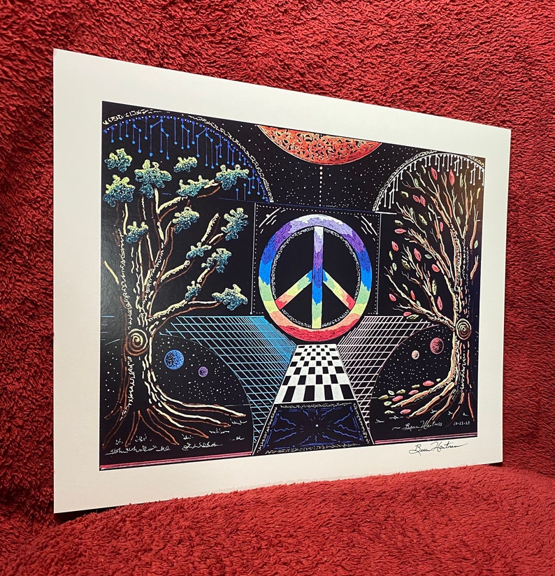 Peace Sign Symbol Wall Art Light Language Activation Equinox Signed ...