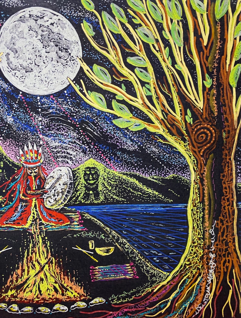 Plant Medicine Shaman Drawing Ceremony Drumming Light Language Art ...