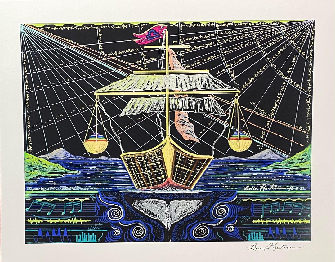 Libra Zodiac Drawing Activation Light Language Art Signed Print 11 X 14 ...